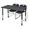 Regency Kee 48 x 24 in. Mobile Adjustable Classroom Table- Grey & 2 ...