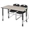 Regency Kee 48 x 24 in. Mobile Adjustable Classroom Table- Maple & 2 ...