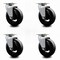 Service Caster 5 Inch Rubber on Cast Iron Wheel Swivel Caster Set with ...