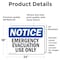 Signmission Emergency Evacuation Use Only, 24 in W x Rectangle, Vinyl ...