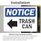 Signmission Trash Can (Left Arrow) Sign With Symbol, 5 in W x Rectangle ...