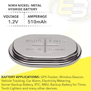 Varta V500HT 1.2V 510mAh NiMH Battery Replaces V600HRT, 55750201501 ...