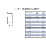 Steel & Obrien 8" Tri-Clamp End x Medium Weld Ferrule - 1-1/2" Long ...