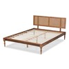 Baxton Studio Romy Ash Walnut Finished and Synthetic Rattan Full Size ...